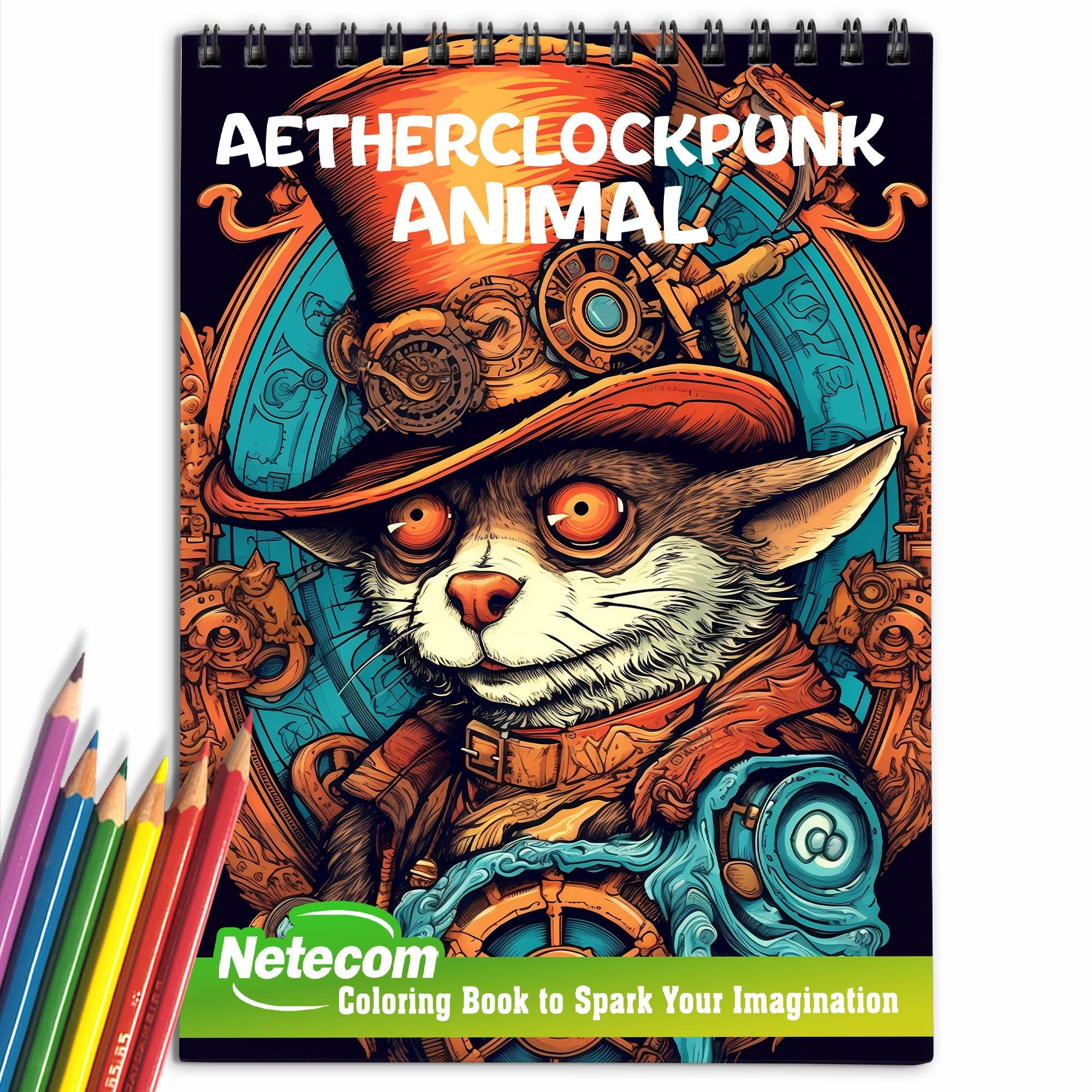 Aether Clockpunk Animals Spiral Bound Coloring Book, 30 Exquisite ...
