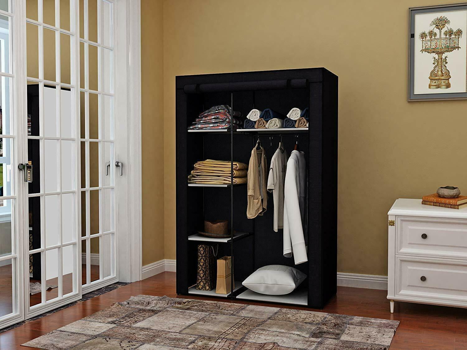 AetherLove 64" Portable Closet Storage Organizer Clothes Wardrobe Shoe ...