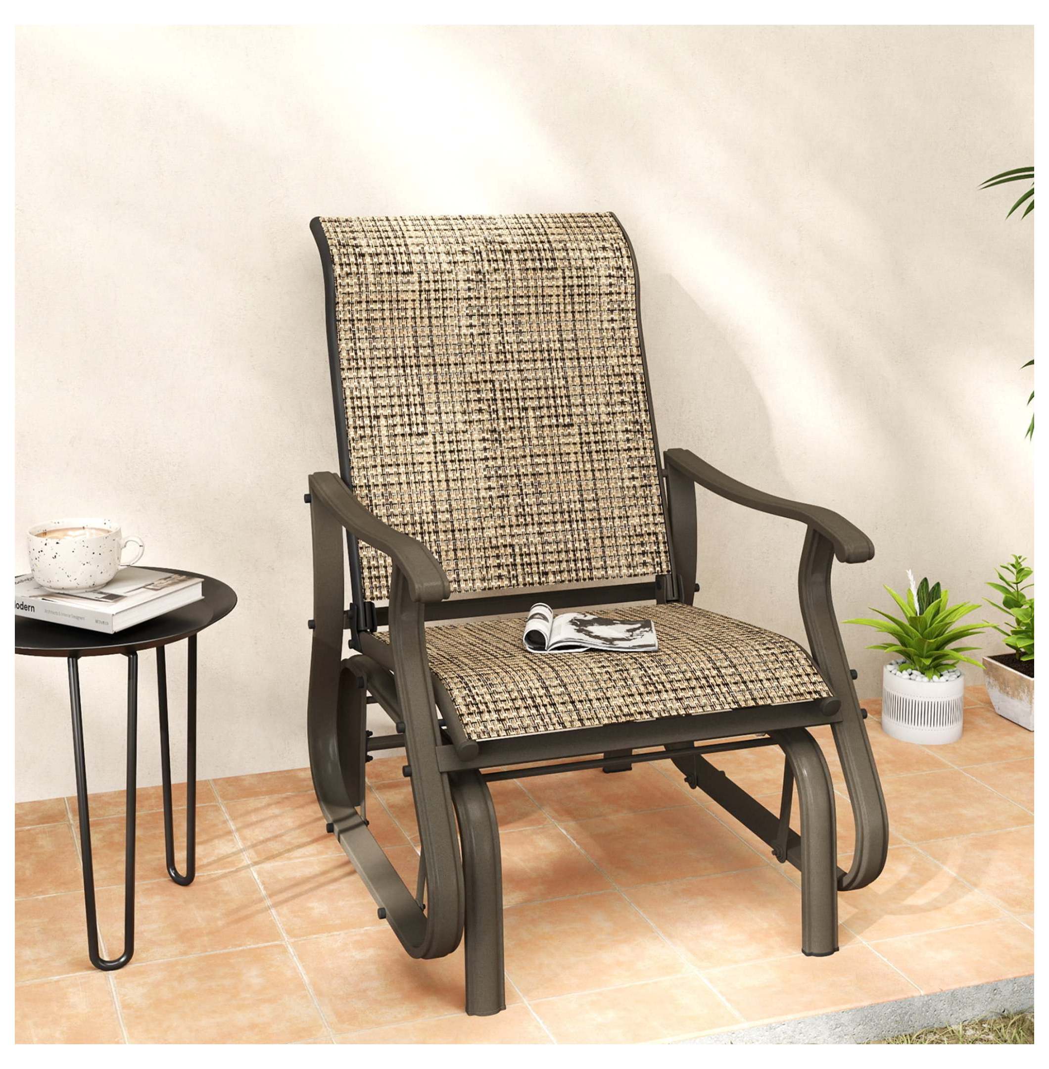 AetherLove Outdoor Glider Chair, Gliders for Outside Patio with Steel ...