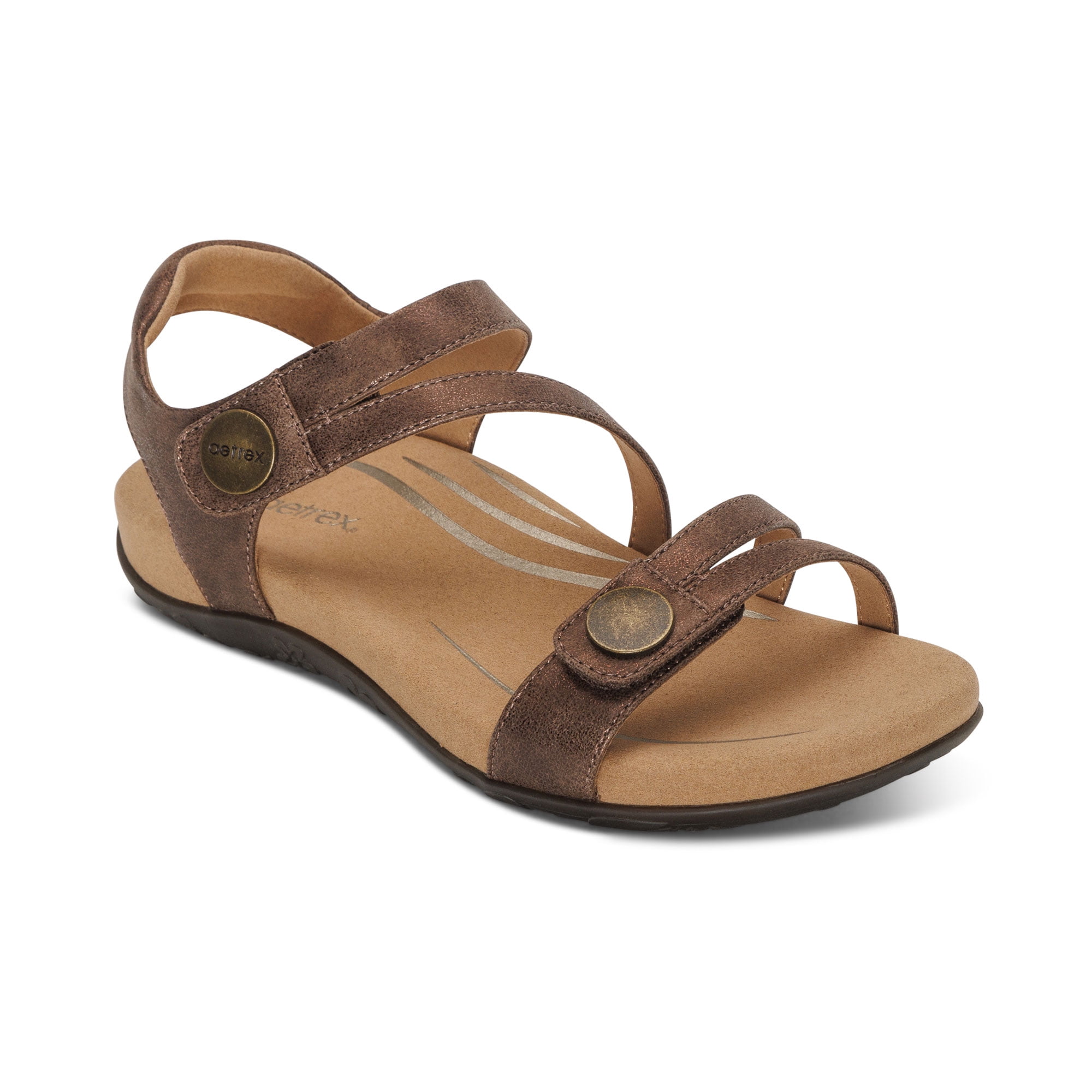 Aetrex Women's Jess Orthopedic Adjustable Strap Memory Foam Sandals for ...