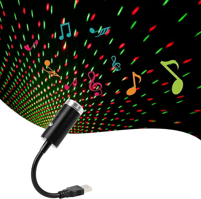 Aevdor USB Star Light Sound Activated Projector, 3 Colors + 9 Lighting ...