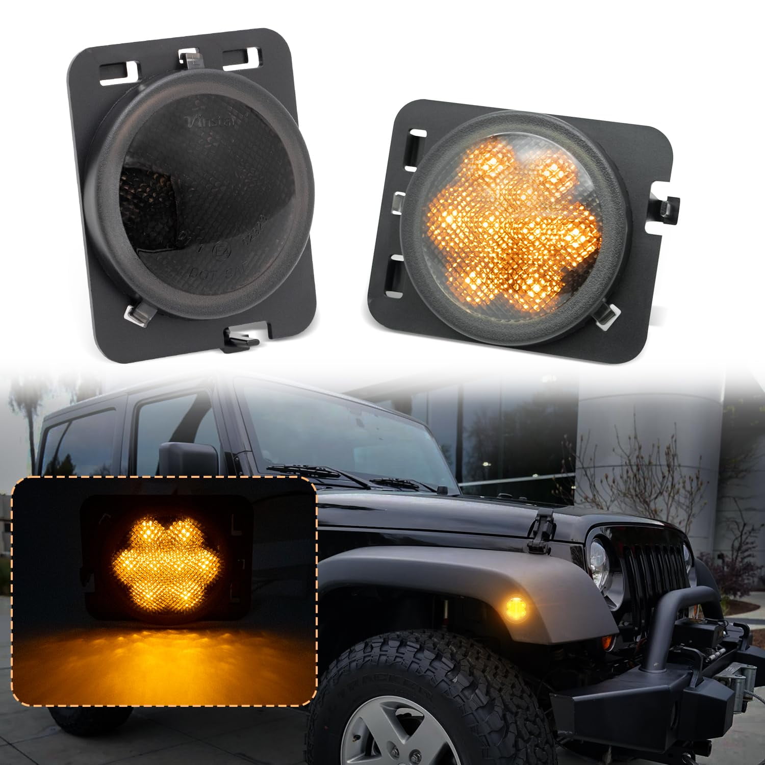 Aexploer Side Marker Lights IFF17 Compatible with Wrangler JK 2007-2018 ...
