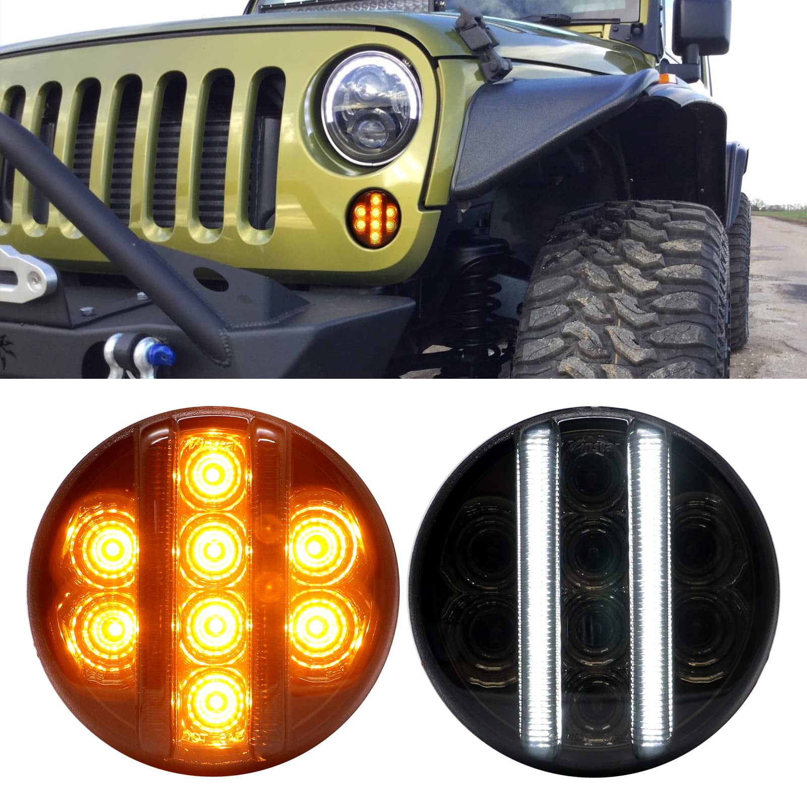 Aexploer for as Turn Signal(Smoked Lens) C51 JK Front Turn Signal LED ...