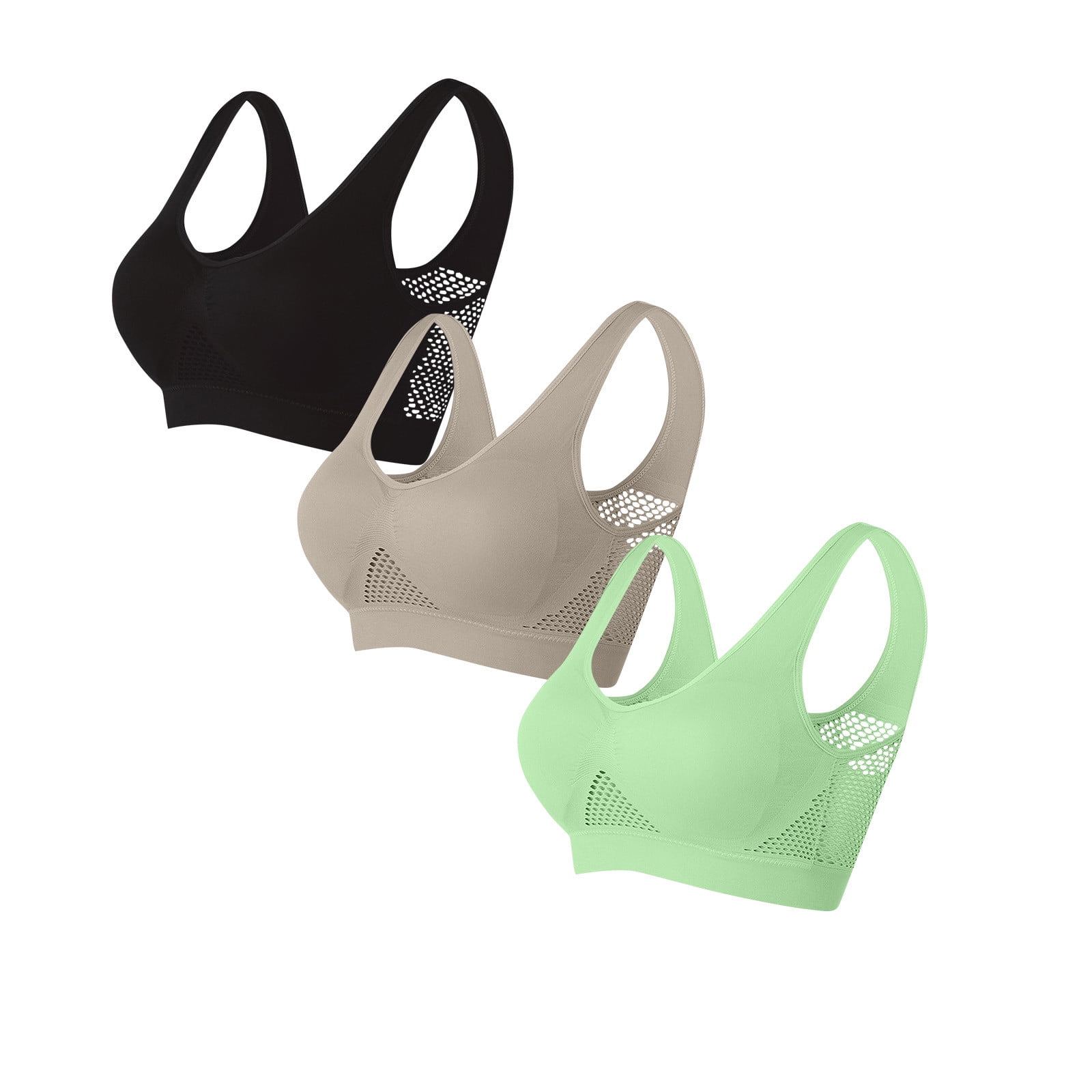 Aezemi 3 Pack Breathable Cool Support Air Bra, Sports Bra Large Size ...