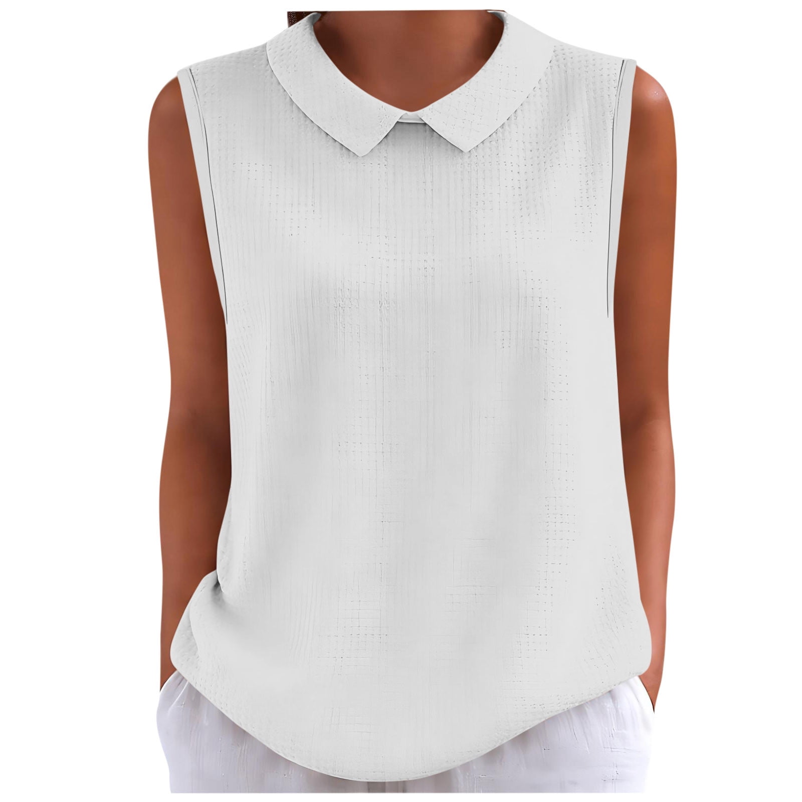 Aezemi Collared Sleeveless Tank Tops Women, Round Neck Comfy Casual ...