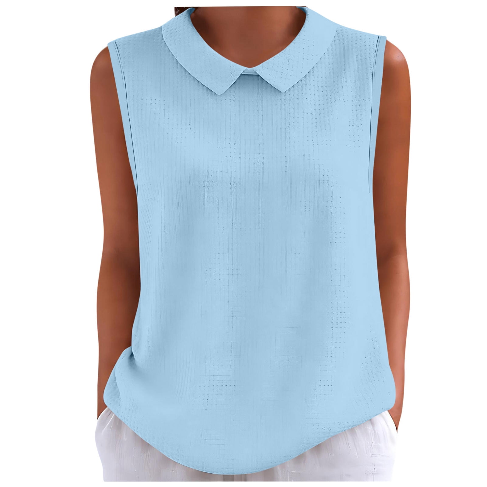 Aezemi Collared Sleeveless Tank Tops Women, Round Neck Comfy Casual ...