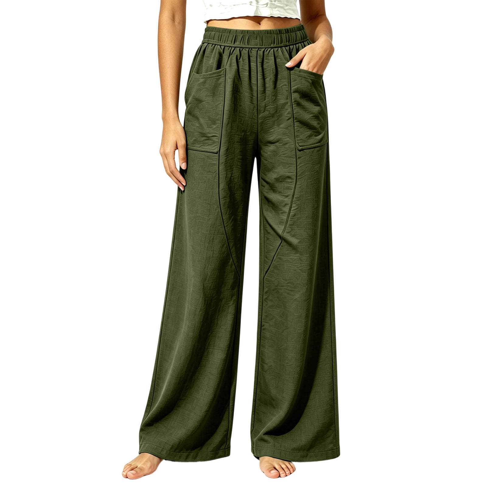 Aezemi Elastic Waist Loose Pants Women, High Waisted Lightweight ...