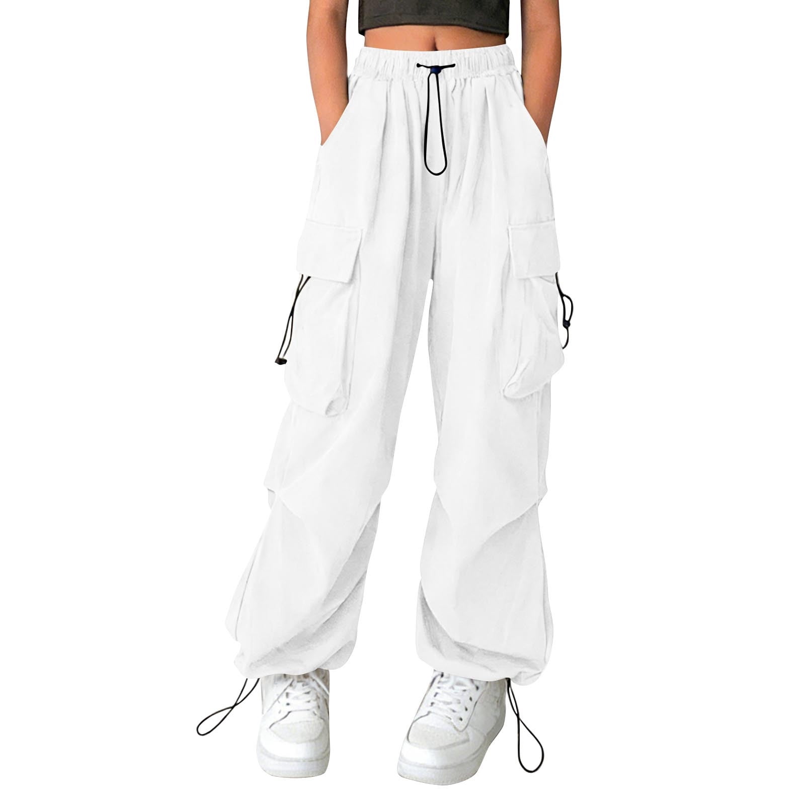 Aezemi Girls Cargo Jogger Pants Elastic Waist Drawstring Casual Sweat ...