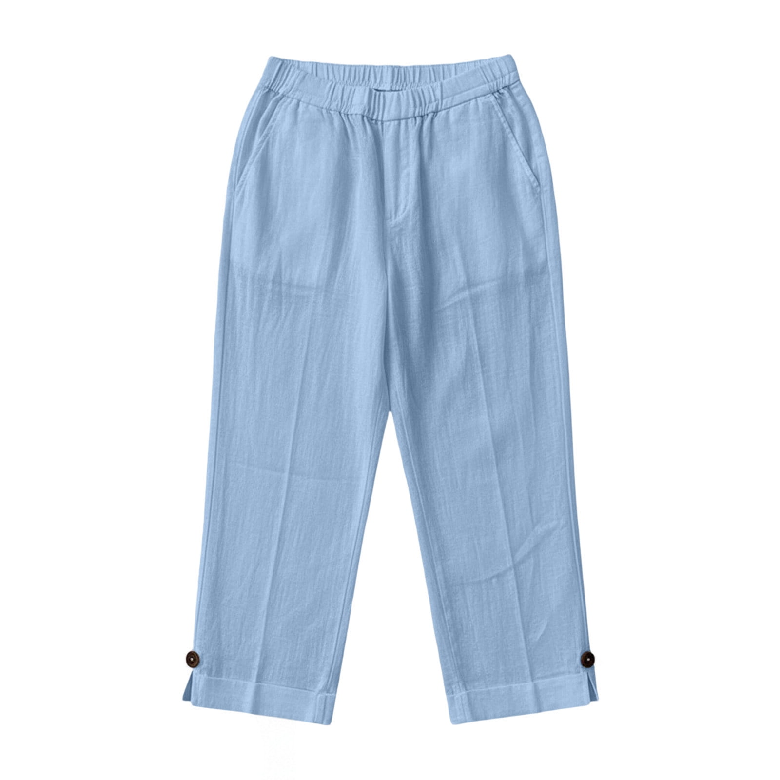Aezemi Girls Cotton Linen Cropped Pants for Girls, Cotton Linen Loose ...