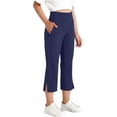 Aezemi Girls Flare Capri Pants with Pockets Elastic Waist Stretch Split ...