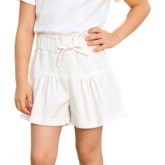 Aezemi Girls Ruffle Waist Casual Shorts, Toddler Kids Ruched Bow Tie ...