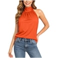 Aezemi Halter Neck Tank Tops Womens, Ruched Back Tie Fashion Tunic Tops ...