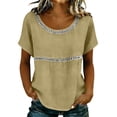 Aezemi Lace Short Sleeve Tops Women, Loose Fit Casual Dressy Blouses ...
