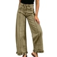 Aezemi Ruffle Jeans for Women Button High Waisted Trendy Denim Pants ...