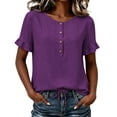Aezemi Women Button Front T Shirts Ruffle Short Sleeve Drawstring ...