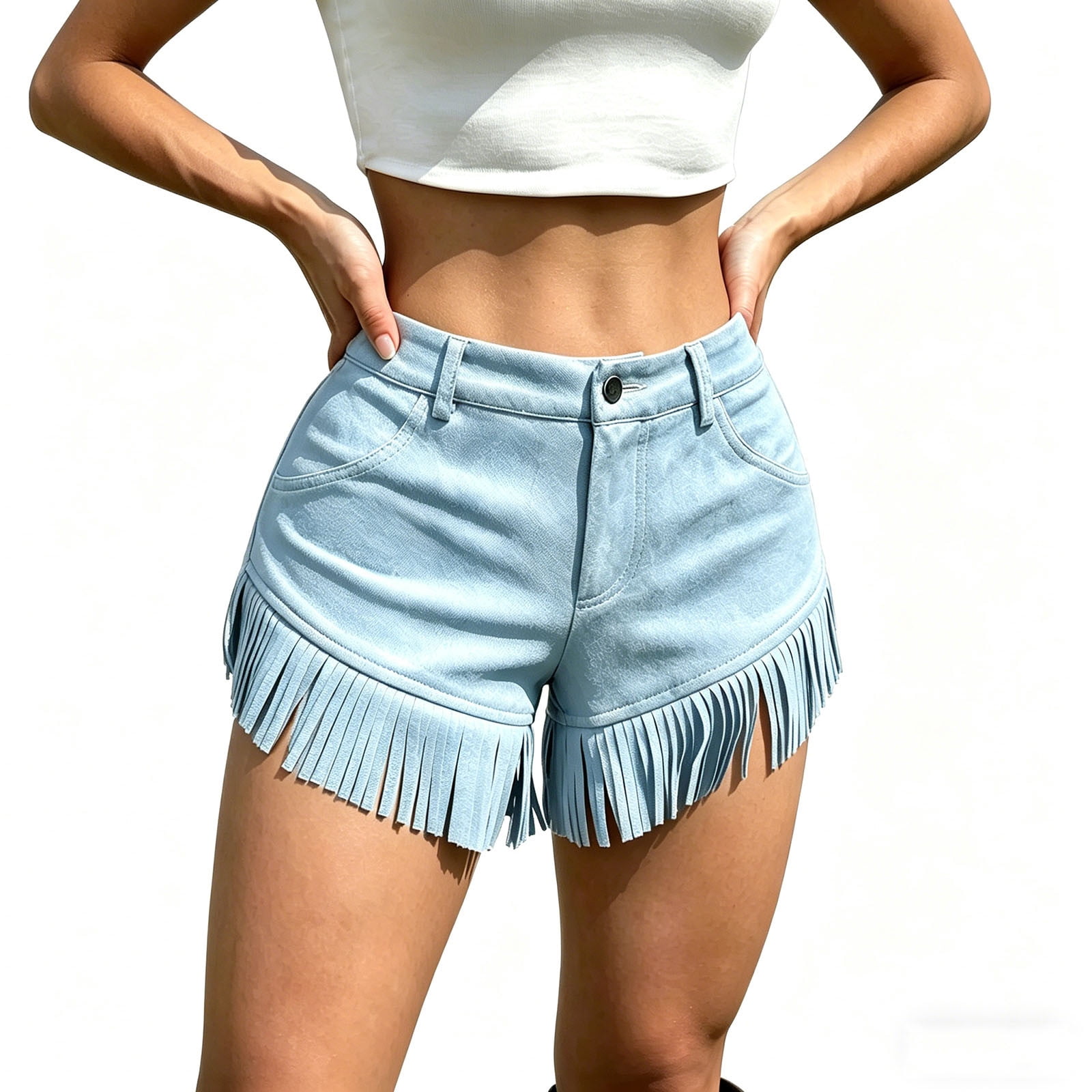 Aezemi Women Fringe Shorts, Vintage Button Trendy Tassel Outfits ...