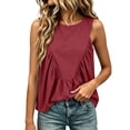 Aezemi Women Ruffle Sleeveless Tank Tops, Lightweight Peplum Cute ...