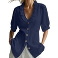 Aezemi Women Ruffle V Neck Shirts Button down Breathable Short Sleeve ...