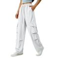 Aezemi Women Straight Leg Cargo Pants, High Waisted Drawstring Pull on ...