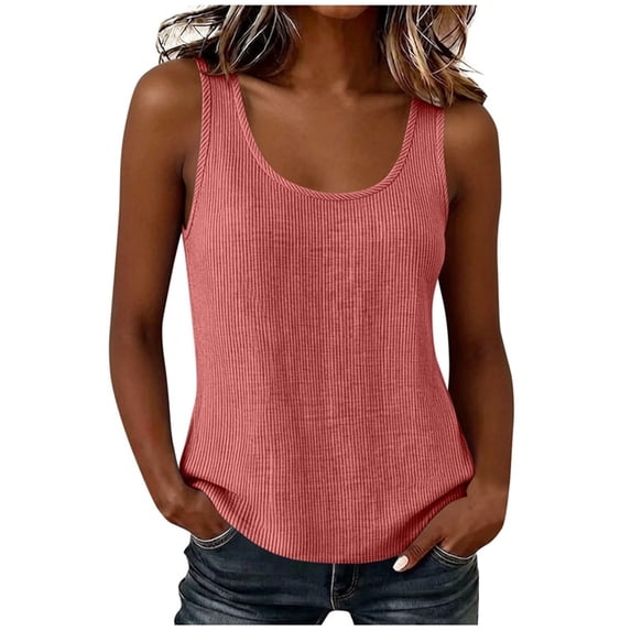 Aezemi Women Striped Sleeveless Tank Tops, Faux Linen Cotton Round Neck ...