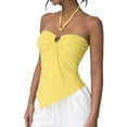 Aezemi Women Tube Tank Tops, Ruched Halter Neck Slim Fit Spaghetti ...
