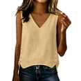 Aezemi Women V Neck Beach Tank Tops, Lightweight Button Side Split Hem ...