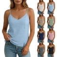 Aezemi Women V Neck Cami Tank Top, Ruched Spaghetti Strap Sleeveless T ...