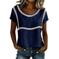 Aezemi Women's Boho Short Sleeve Shirts, Lace Hollow out Round Neck ...
