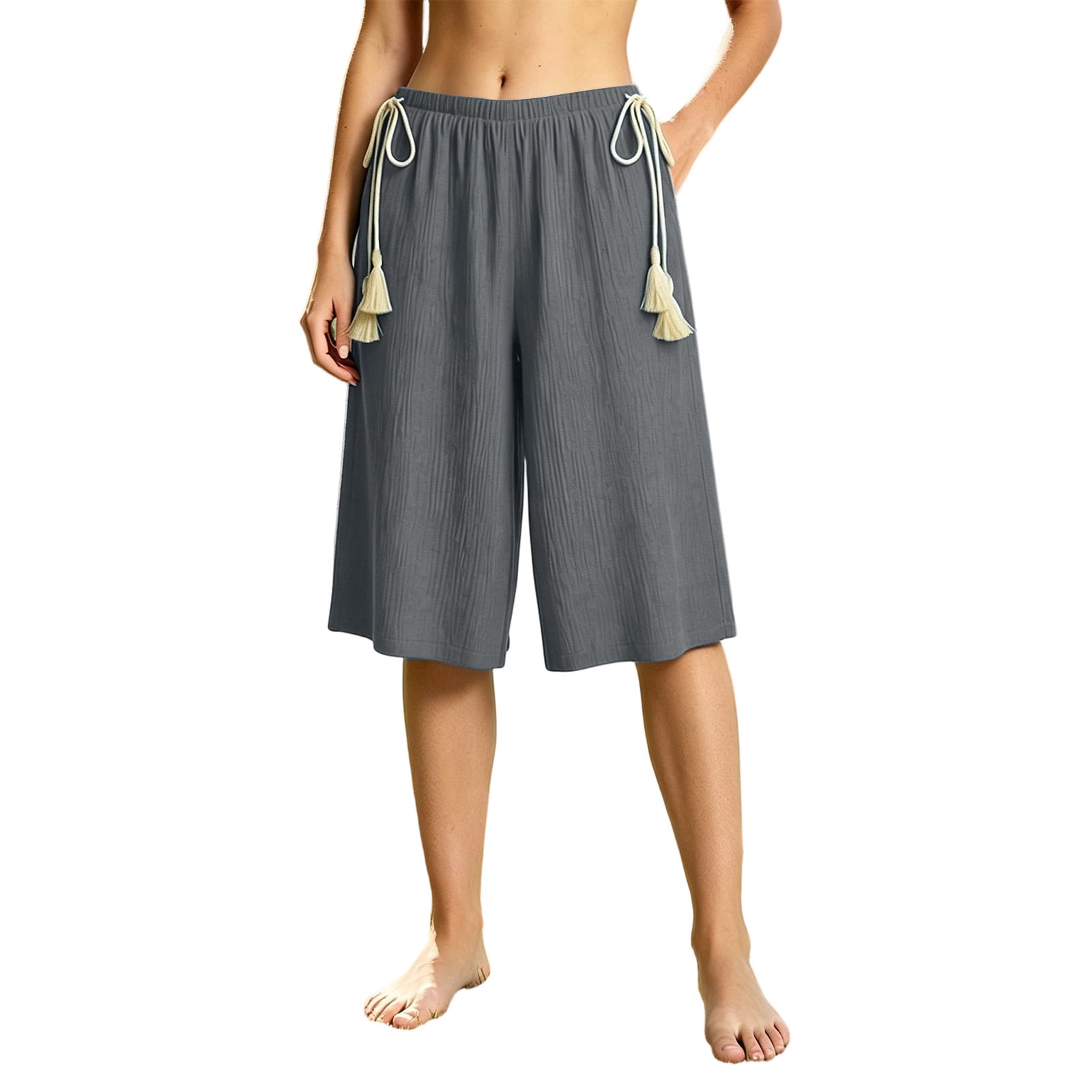 Aezemi Women’s Lightweight Knee Length Shorts - Soft Drape Loose ...