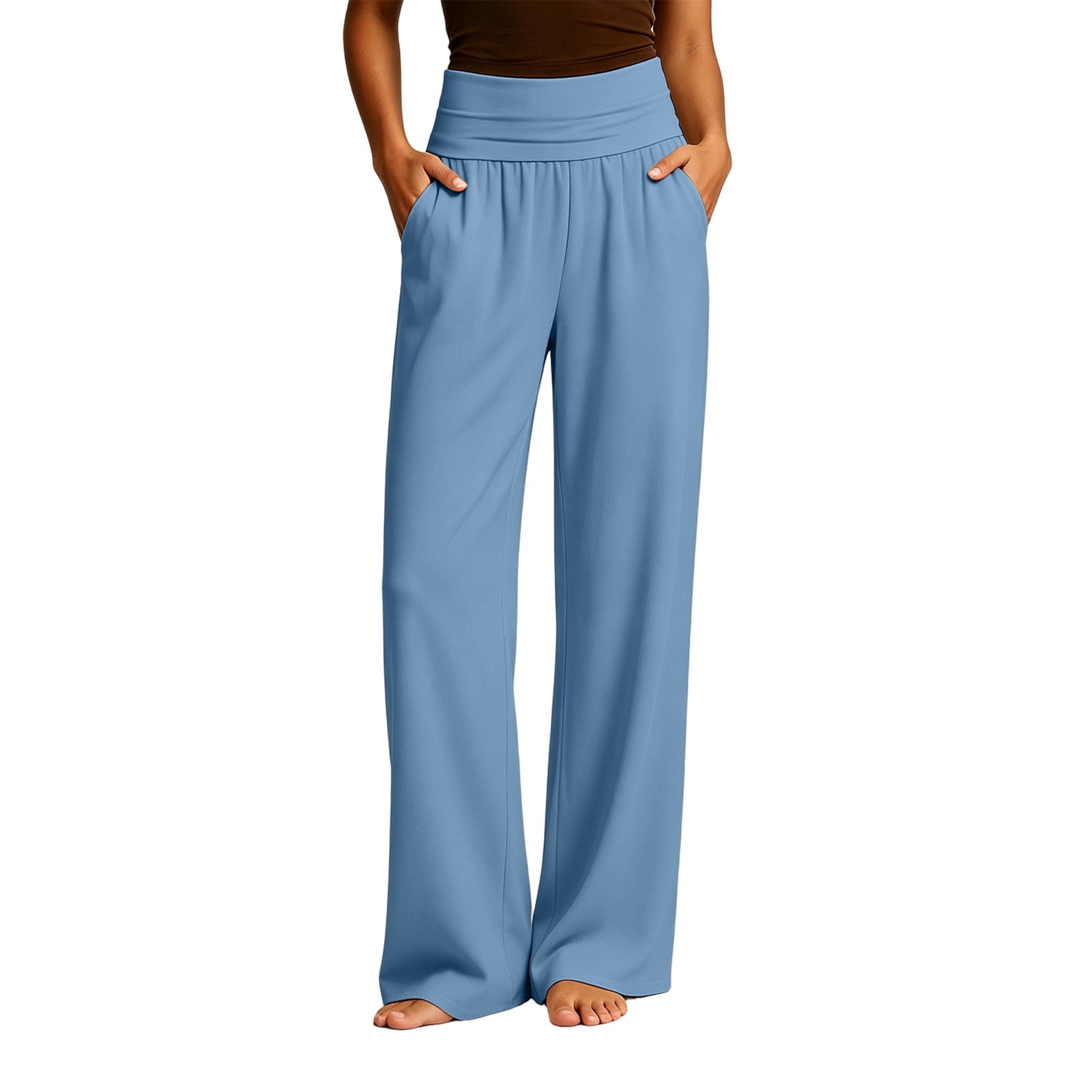 Aezemi Women's Loose Yoga Pants with Pockets - Wide Leg High Waisted ...