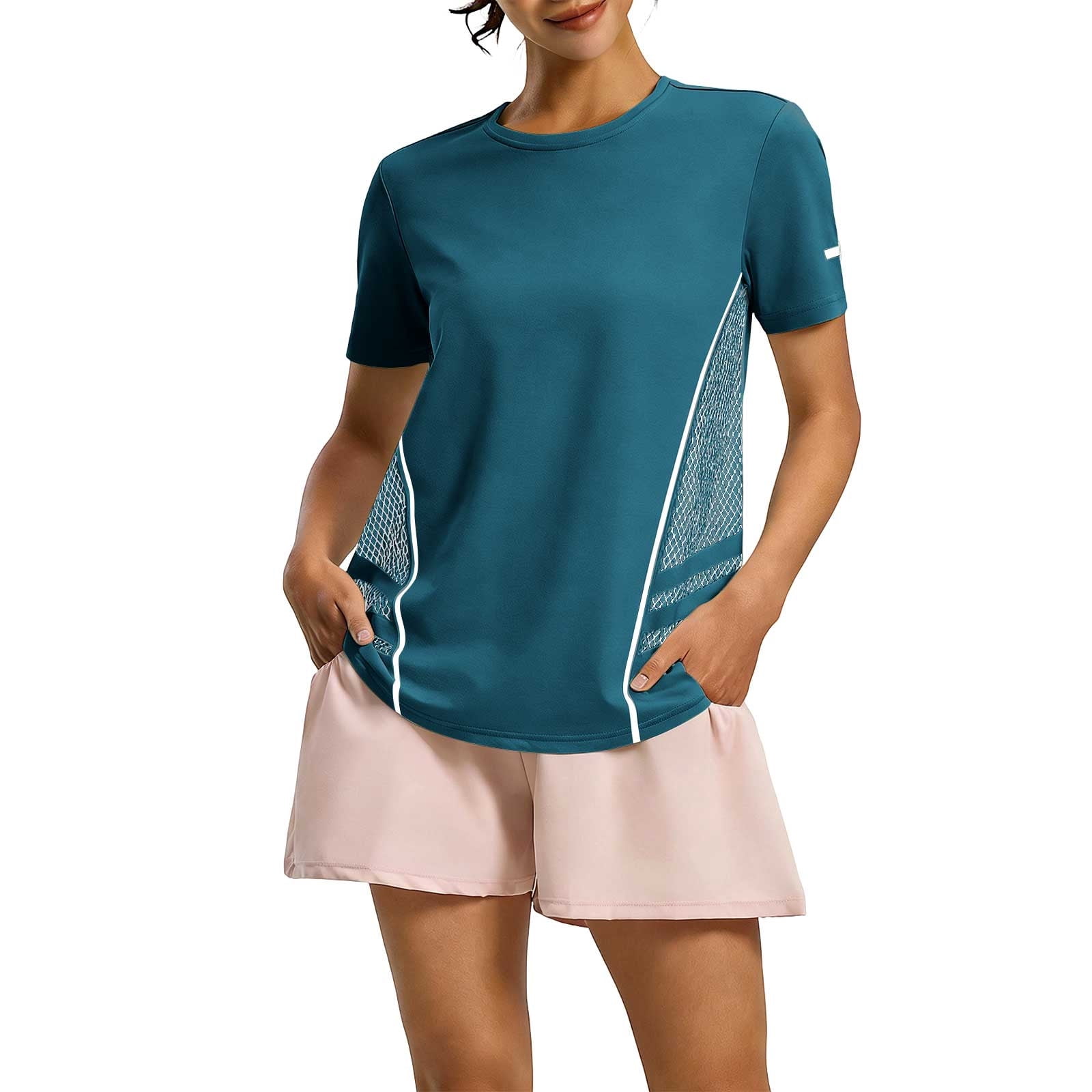 Aezemi Women's Short Sleeve Sports Shirts, Running Workout Lightweight ...