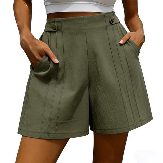 Aezemi Women's Wide Leg Shorts, Pleated High Waisted Fashion Work ...