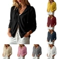 Aezemi Womens Button down Sweatshirts Hoodie Drawstring Long Sleeve ...