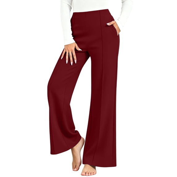 Aezemi Womens Dress Work Pants, Elastic Waist Straight Leg Business ...