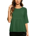 Aezemi Womens Half Sleeve T Shirts Loose Fit Pullover Peplum Round Neck ...