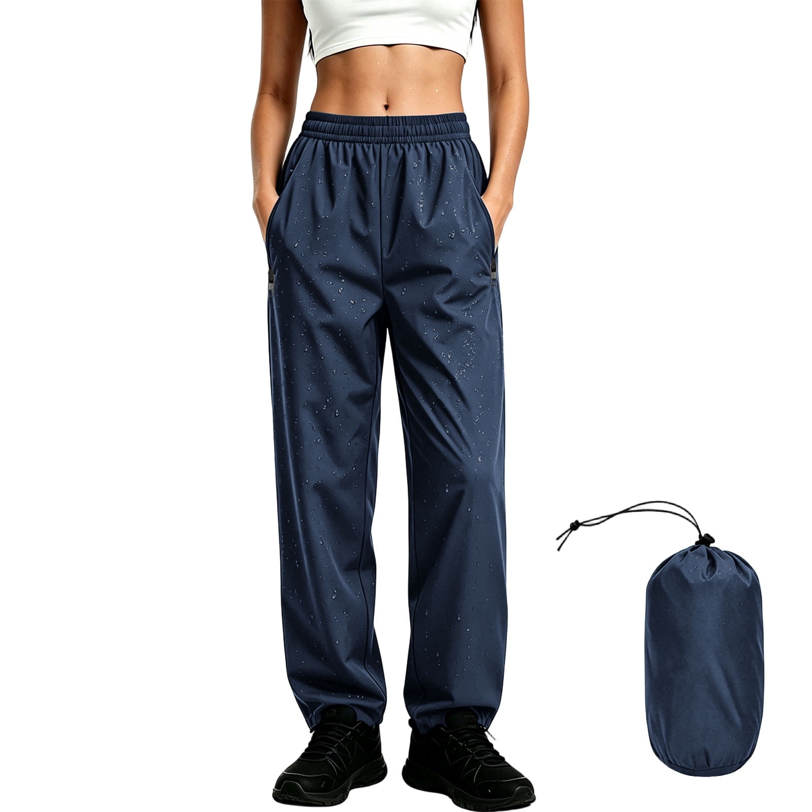 Aezemi Womens Hiking Pants, Elastic Waist Waterproof Quick Dry Rain ...
