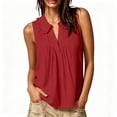 Aezemi Womens Ruched Collared Tank Tops, V Neck Ruffle Sleeveless ...