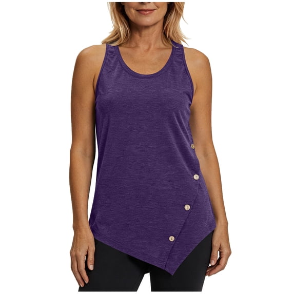 Aezemi Womens Sleeveless Sports Tank Tops, Summer Soft Button ...