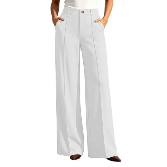 Aezemi Womens Wide Leg Dress Pants High Waisted Button Business Casual ...