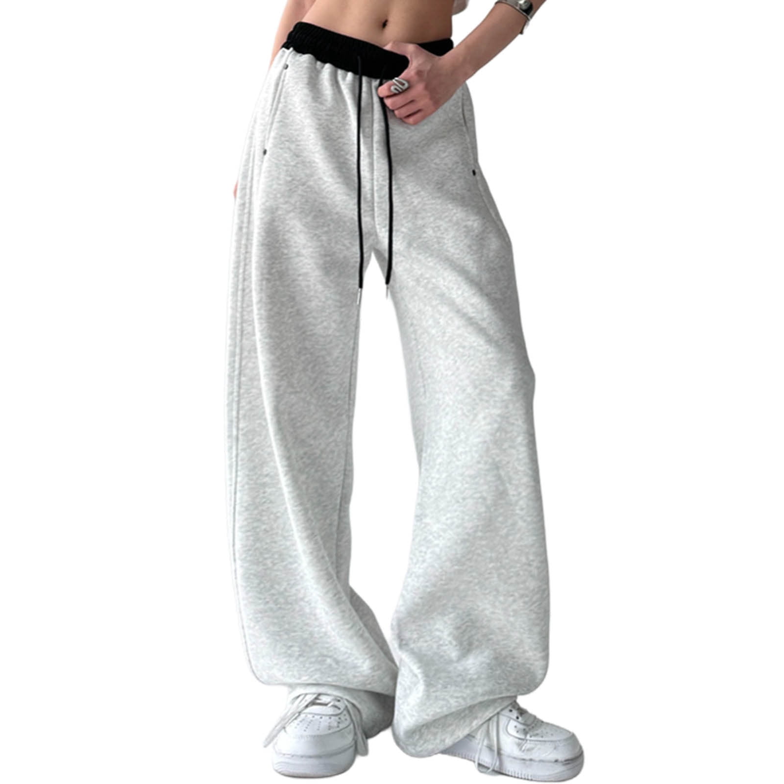 Aezemi Womens Wide Leg Sweatpants, Color Blocks Drawstring Elastic ...