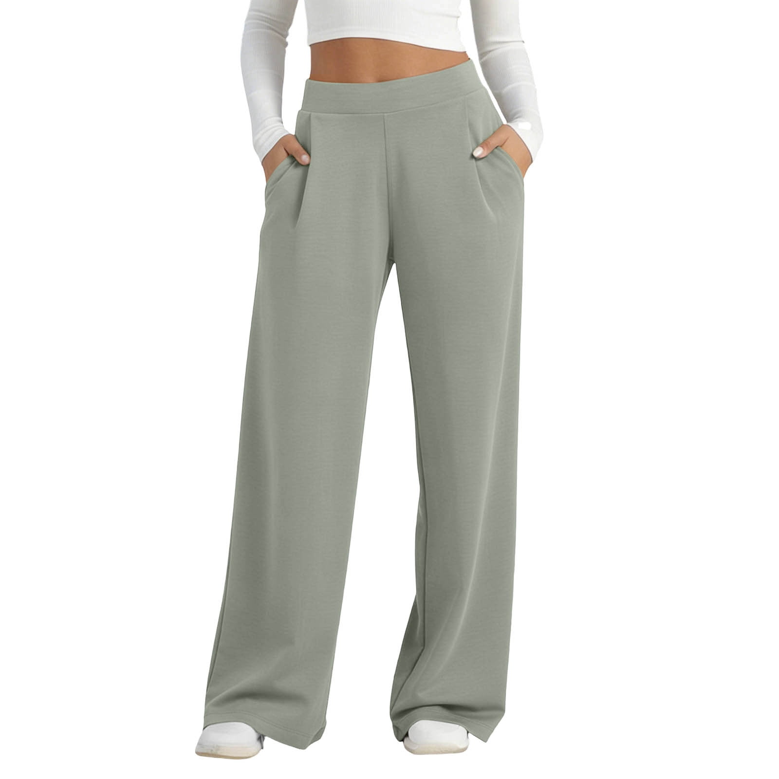 Aezemi Womens Yoga Sweatpants, Pleated Stretch Soft Elastic Waist ...