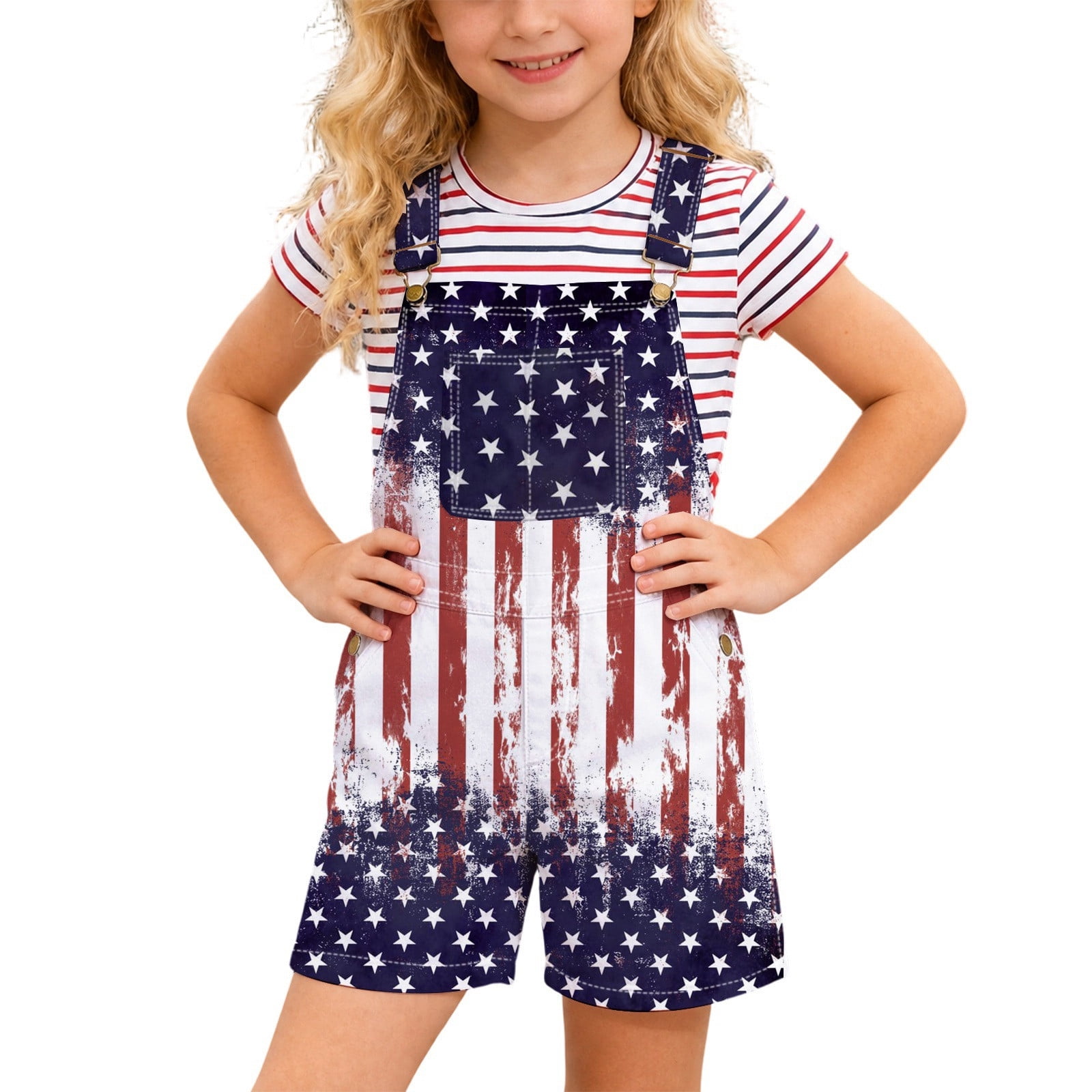 Afdoent 4Th Of July Kids Overalls And Festive Girls Independence Day ...