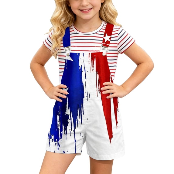 Afdoent 4Th Of July Kids Overalls Independence Day Print Patriotic ...