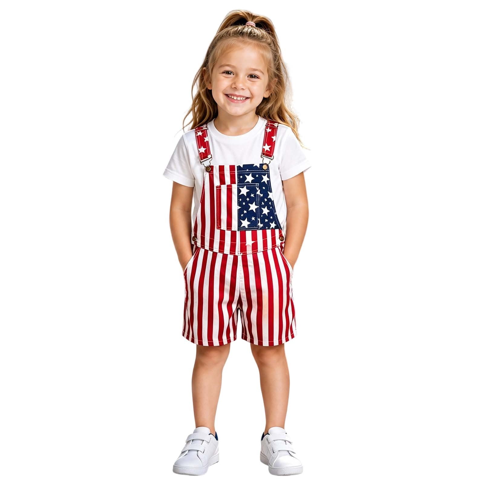 Afdoent 4Th Of July Kids Overalls Independence Day Printed Woven Shorts ...