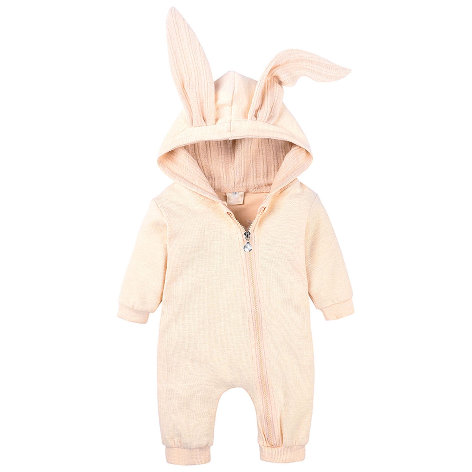 Afdoent Baby Boy Romper Baby Zipper Rabbit Solid Ear Jumpsuit Girls ...