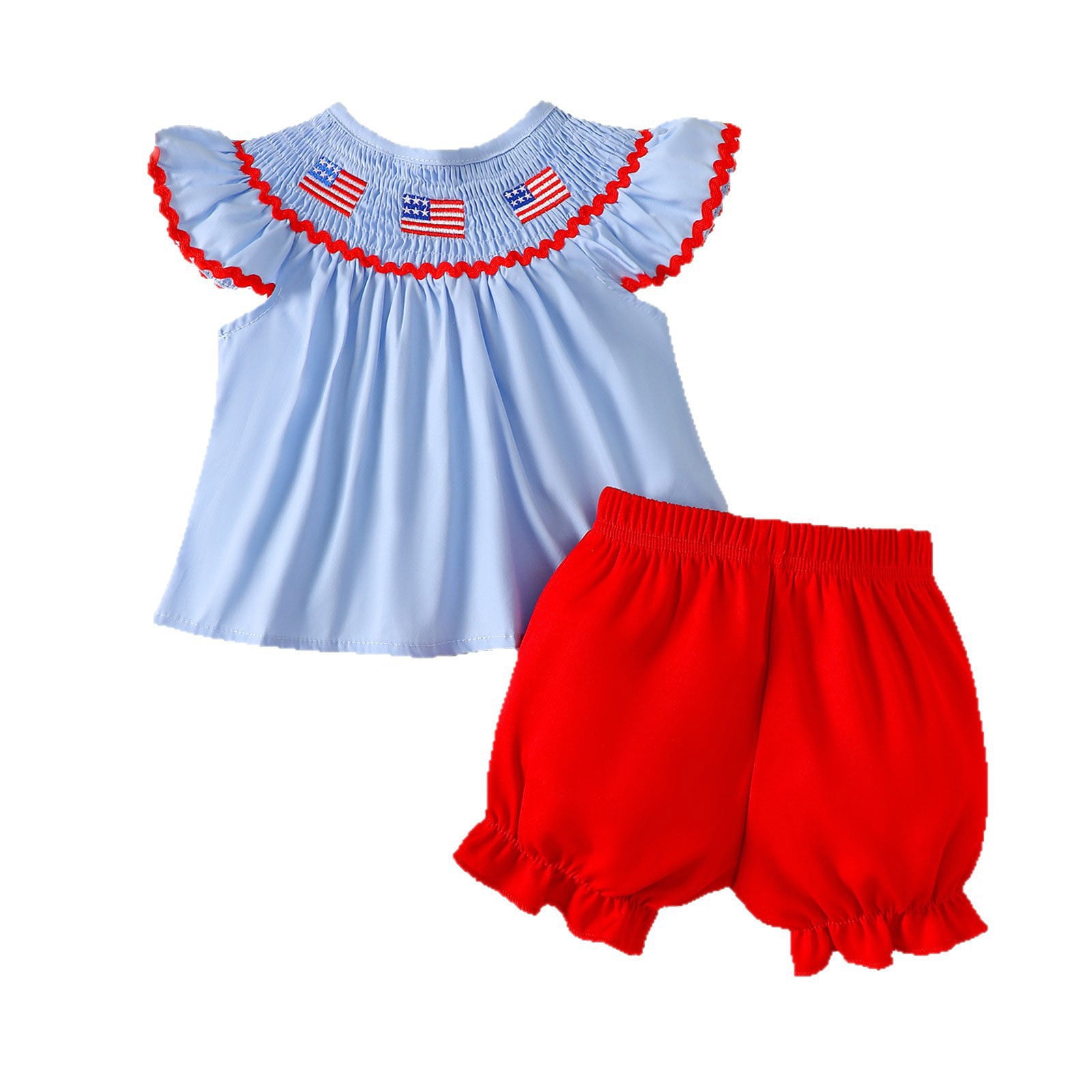 Afdoent Baby Girl Clothes Toddler Girls Fly Sleeve Independence Day ...