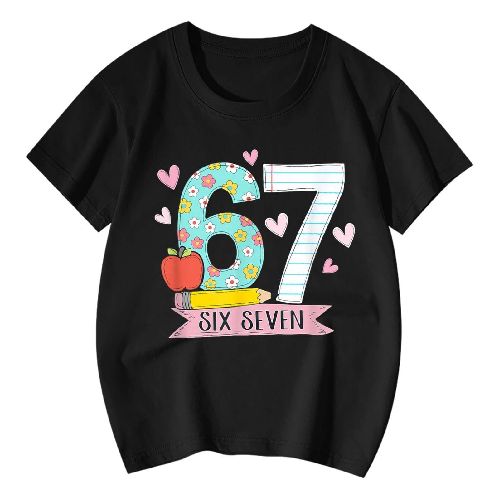Afdoent Boys 67 Funny Number Tee Shirt Graphic Printed For Kids Youth ...