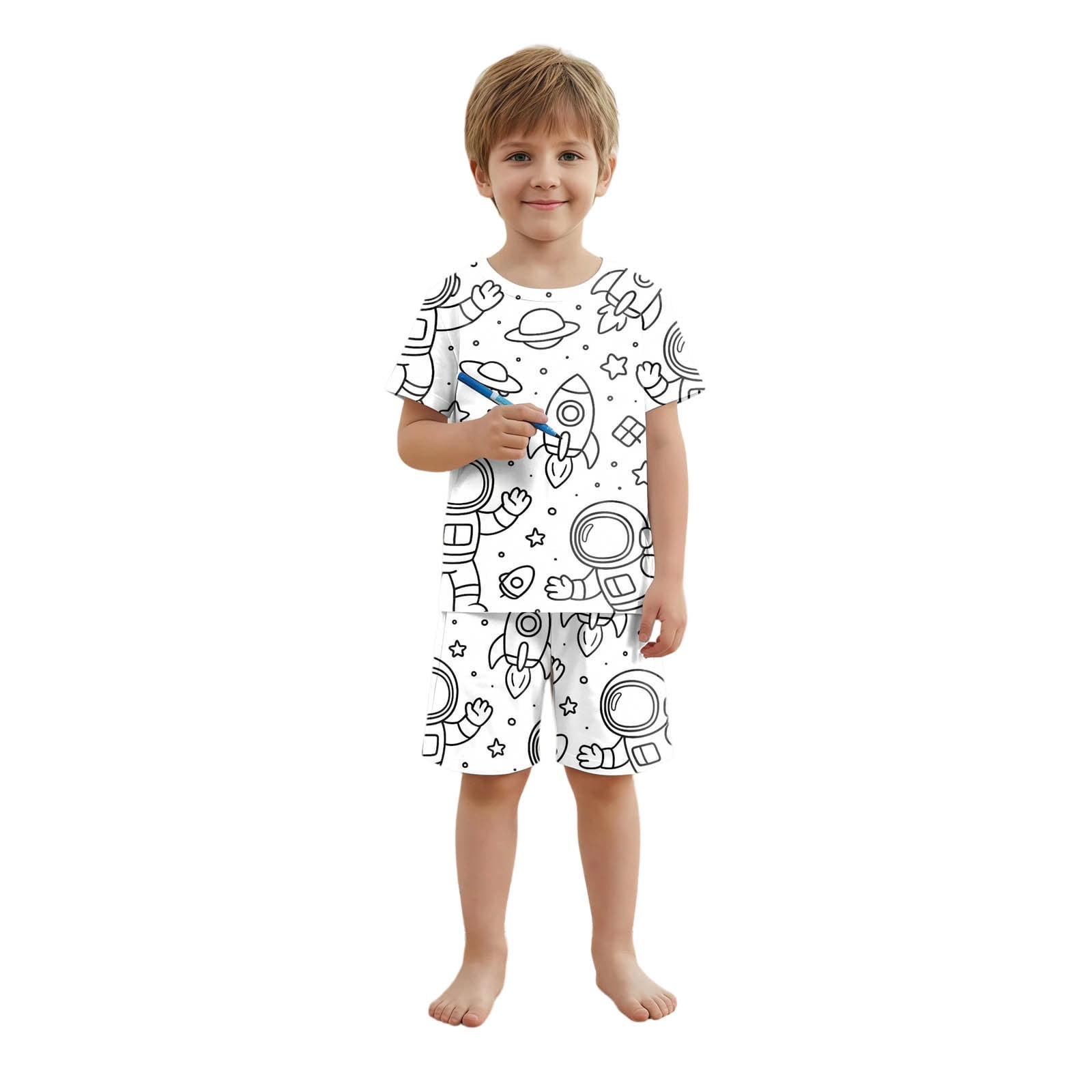 Afdoent Boys Clothing Sets Cartoon Doodle Print Short Sleeve T-Shirt ...