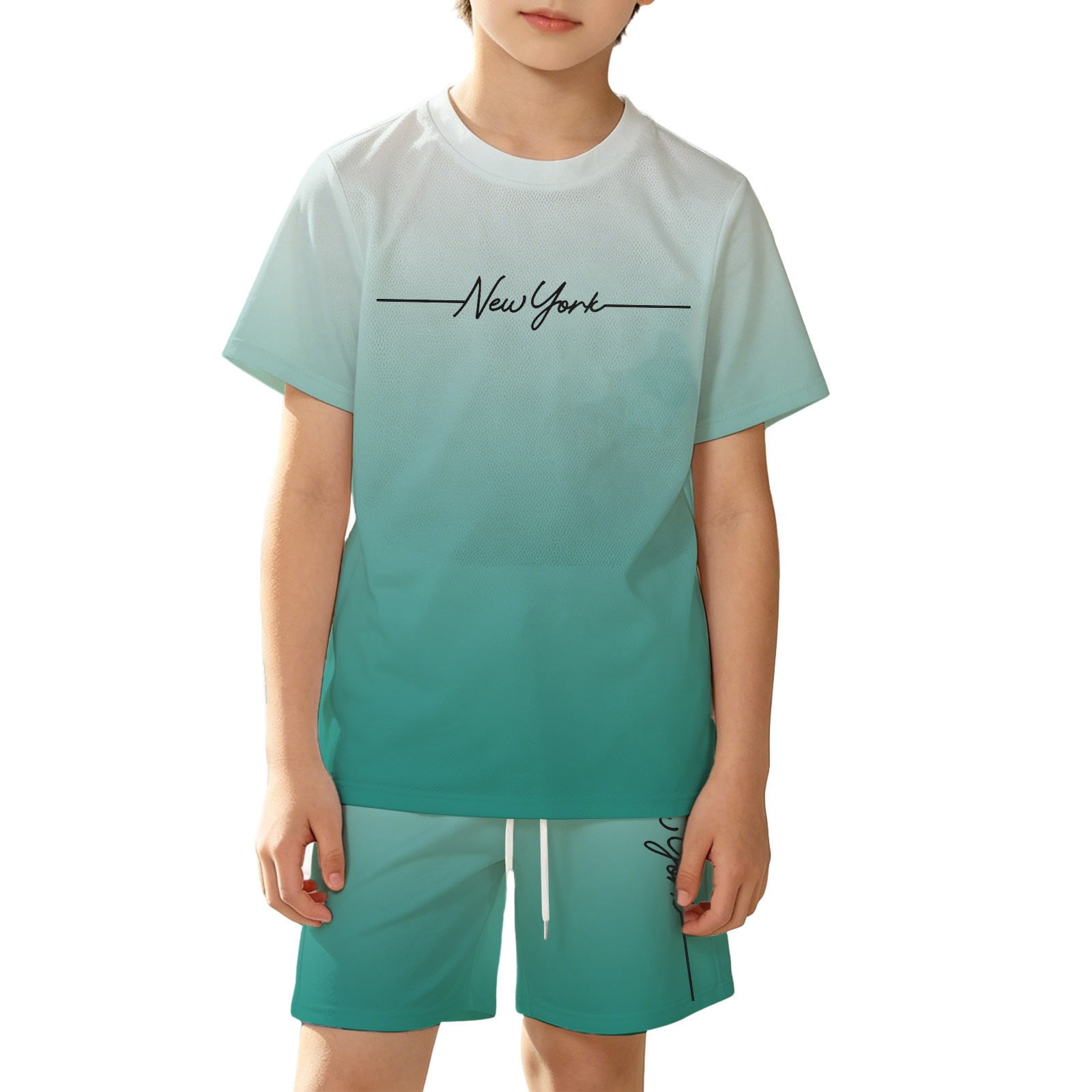 Afdoent Boys Clothing Sets Cool Gradient City Graphic Boys Short Sleeve ...