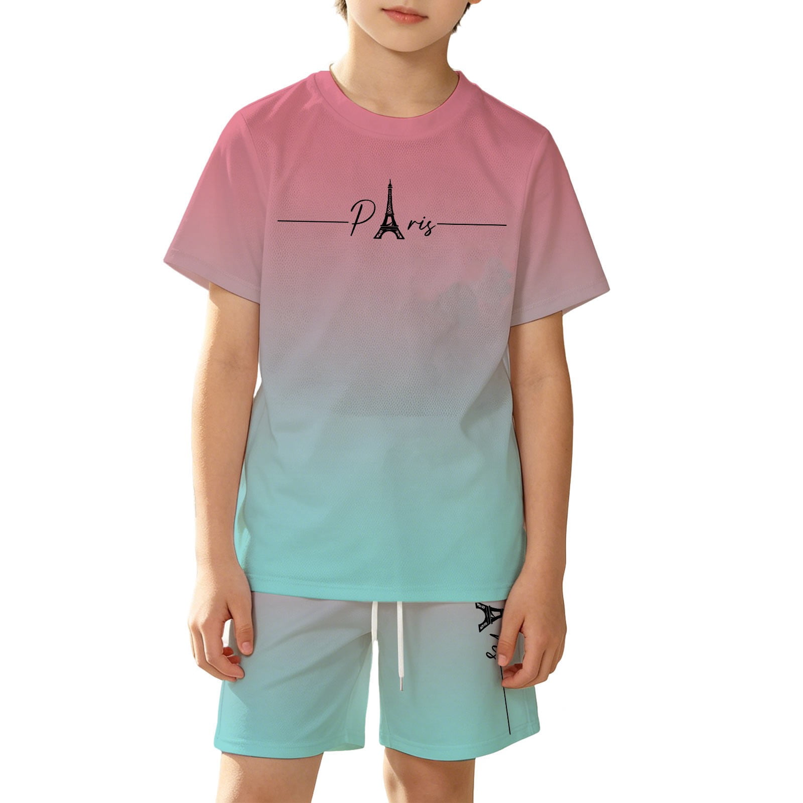 Afdoent Boys Clothing Sets Cool Gradient City Graphic Breathable Mesh ...